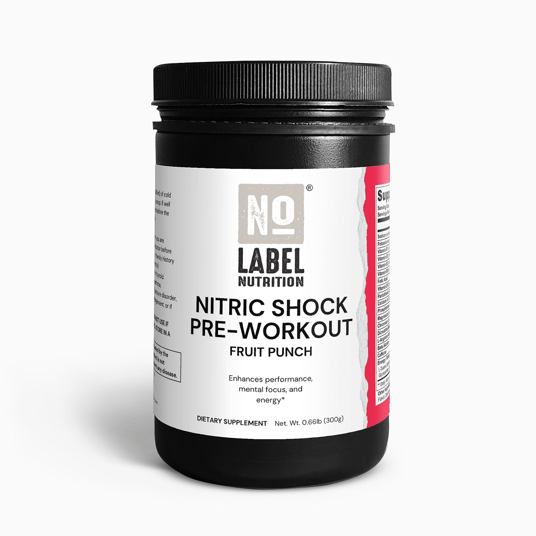 Nitric Shock Pre-Workout Powder (Fruit Punch) | No Label Nutrition®